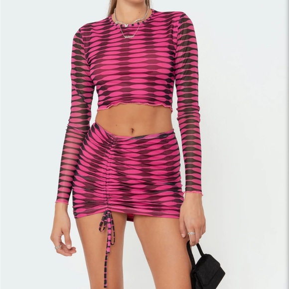 Edikted | Tops | Edikted Pink And Black Skirt Set | Poshmark